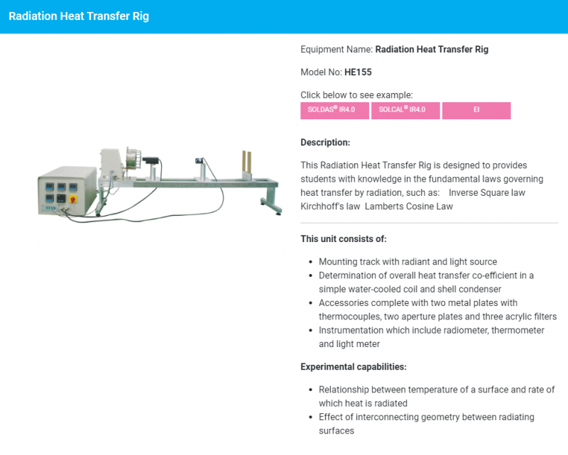Radiation Heat Transfer Rig – GLOBAL R&D