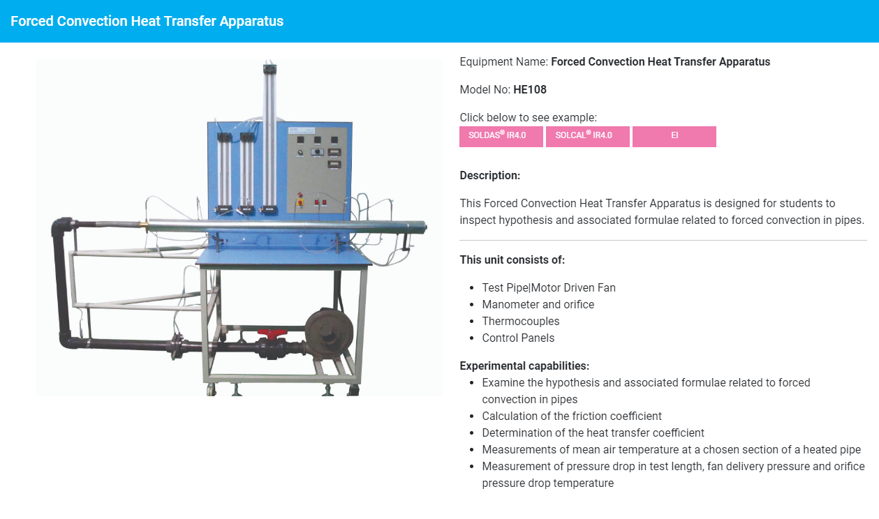 Forced Convection Heat Transfer Apparatus – GLOBAL R&D